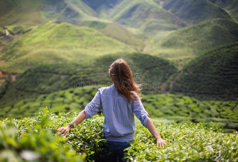Freedom girl with hands up stock image. Image of arms - 52044837