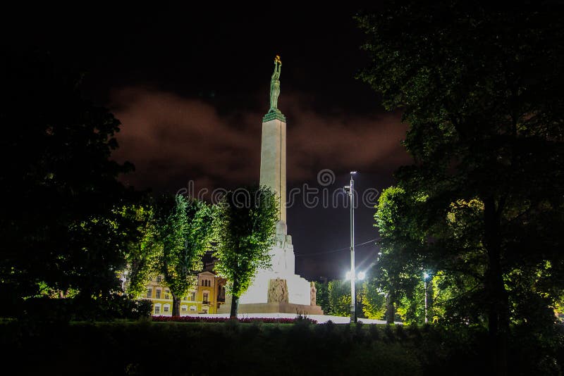 Freedom monument in night stock image. Image of freedom - 100242189