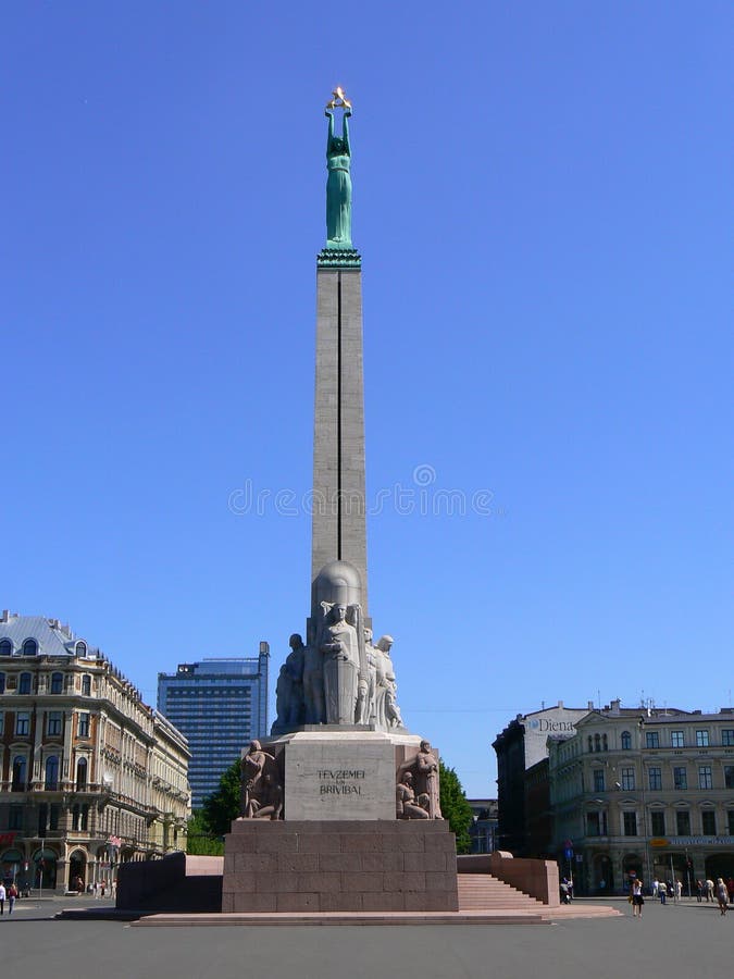 The Freedom Monument in Riga Editorial Image - Image of milda, blue ...