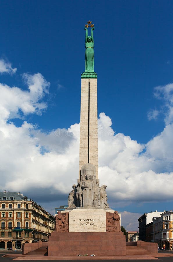 Freedom Monument, Riga, Latvia. Stock Image - Image of latvia, star ...