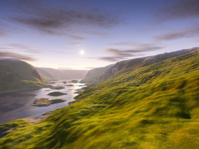 Freedom Nature Landscape Scenery Sunset Stock Illustration ...