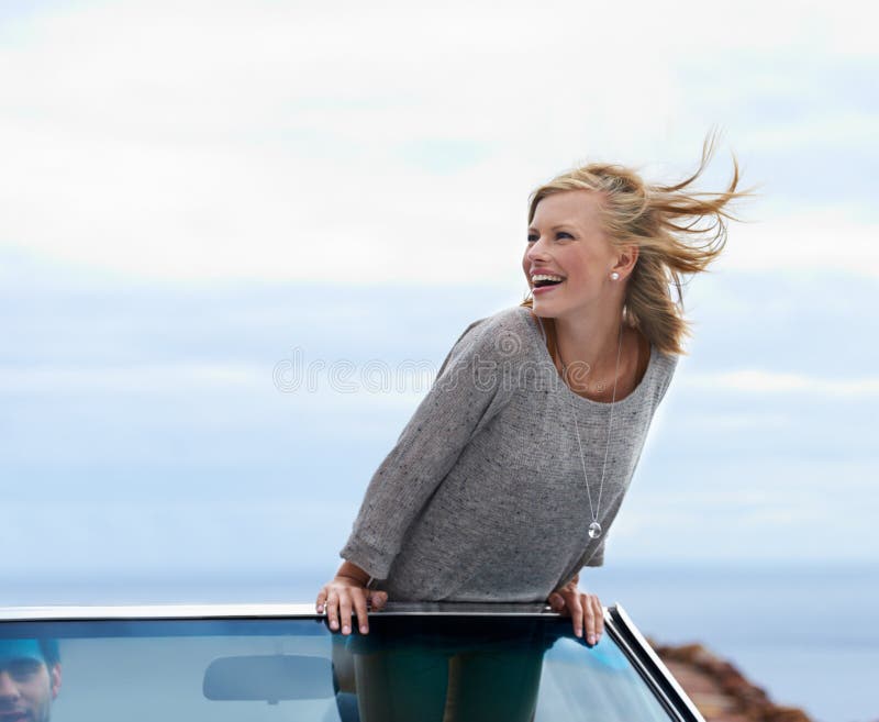 Freedom of the Open Road...a Young Woman on a Roadtrip. Stock Photo ...