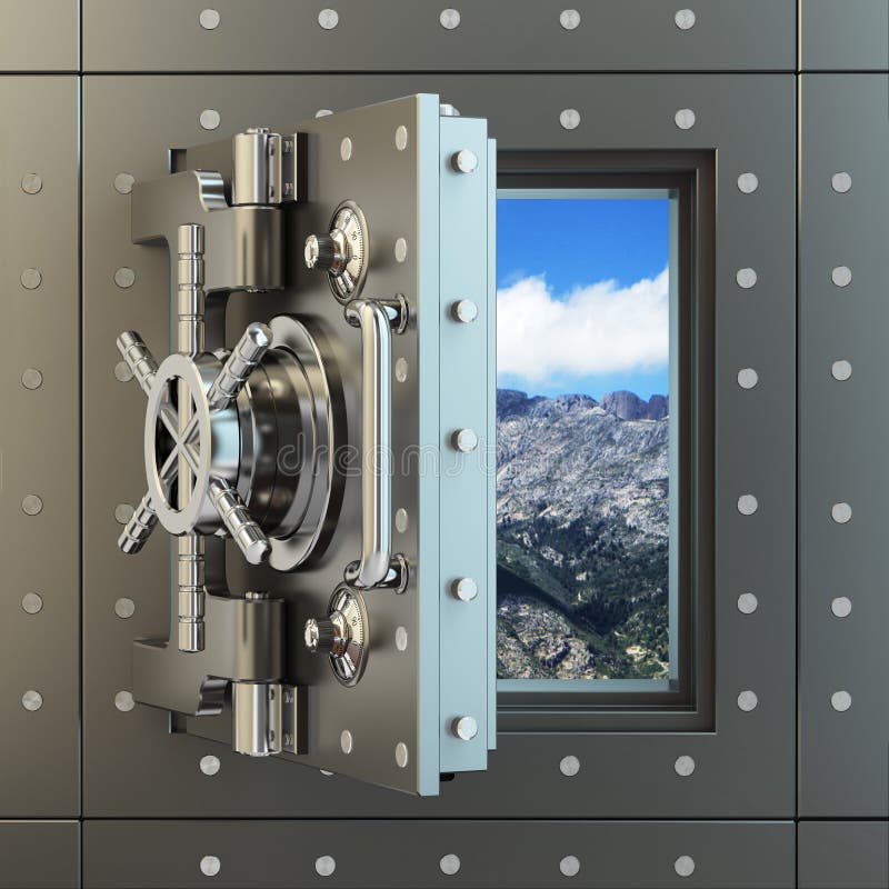 Freedom. Opening Vault Door and Sky Behind it. Stock Illustration ...