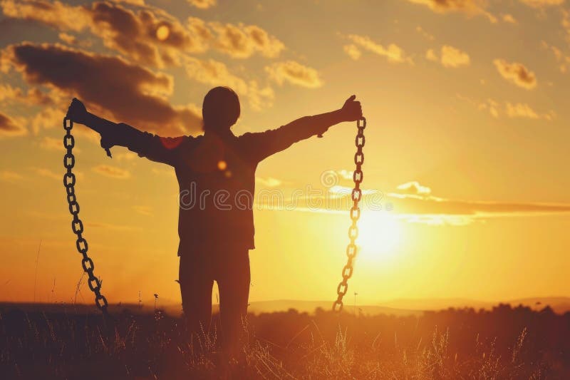 A Freedom Person Broken Chains Stock Image - Image of lifestyle, male ...