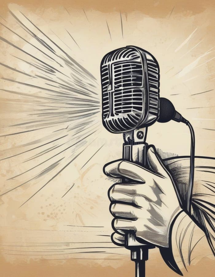 Freedom of Speech Conceptual Image with Microphone on Fire Original Art ...