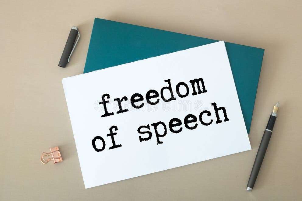 Freedom of Speech Text in Red and in Focus. Surrounding Text Out of ...