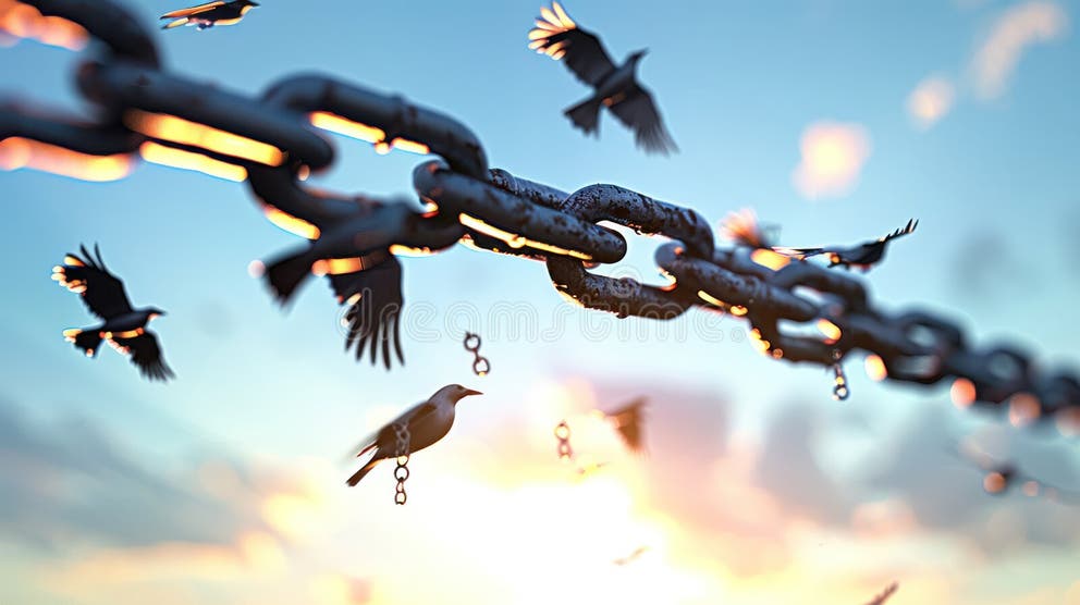 Freedom Takes Flight: Birds Soaring Above Broken Chains in Powerful ...