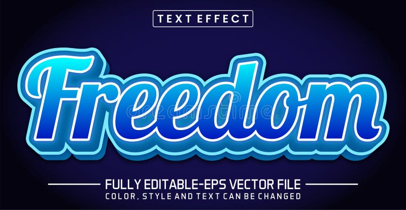 Freedom Text Editable Style Effect Stock Vector - Illustration of bold ...