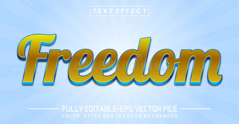 Freedom Text Editable Style Effect Stock Vector - Illustration of word ...