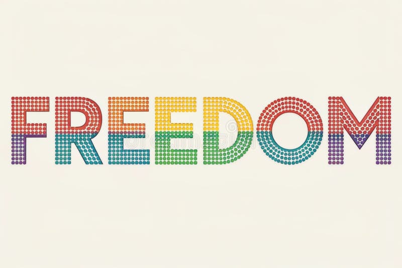 Freedom Text in Halftone Multicolored Effect - Generated by Ai Stock ...