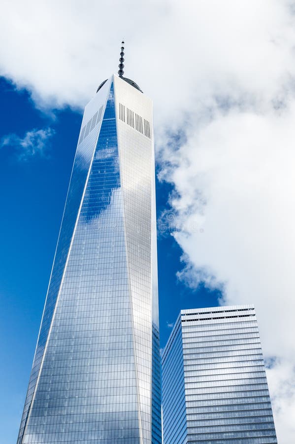 Freedom Tower with Blue Sky and White Clouds Editorial Photo - Image of ...