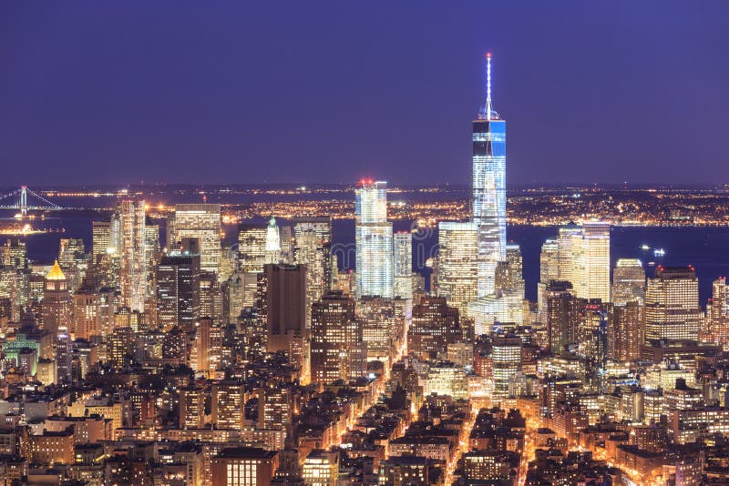 The Freedom Tower and Downtown Manhattan Skyline Stock Photo - Image of ...