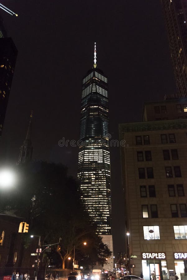 Freedom Tower at night editorial photography. Image of glass - 97705552