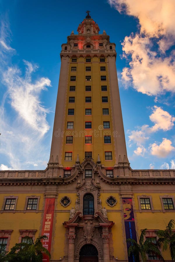 The Freedom Tower at Sunset in Downtown Miami, Florida. Editorial Photo ...