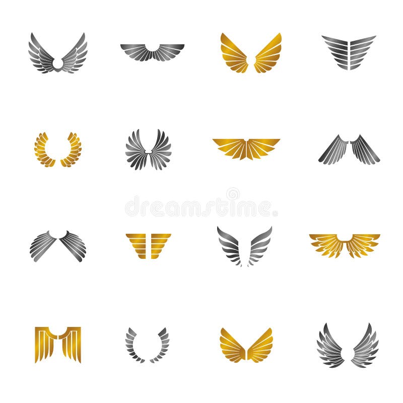Freedom Wings Emblems Set. Heraldic Coat of Arms Decorative Logos ...