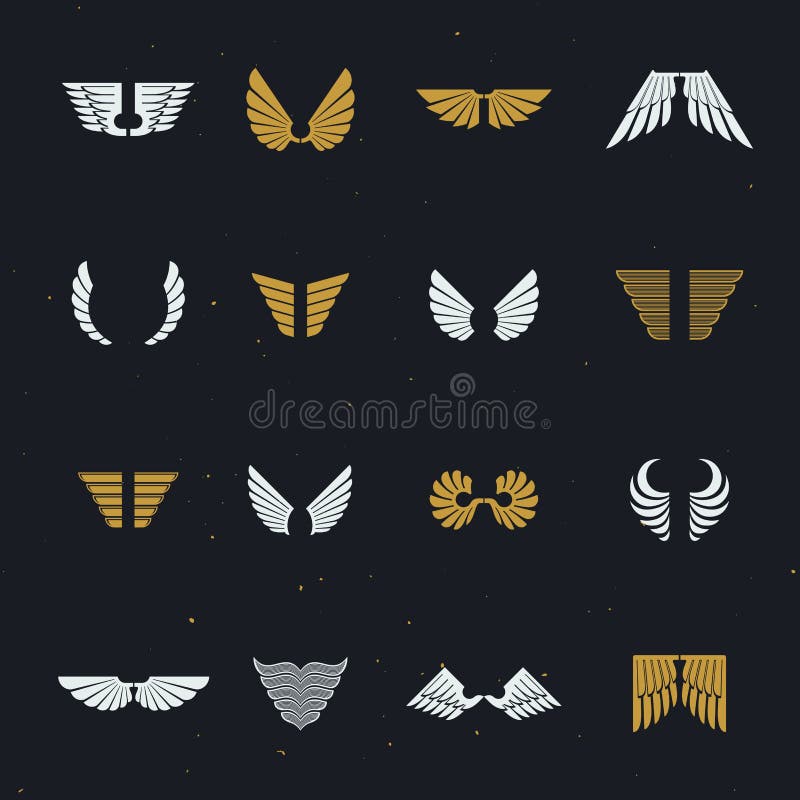 Freedom Wings Emblems Set. Heraldic Coat of Arms Decorative Logos ...