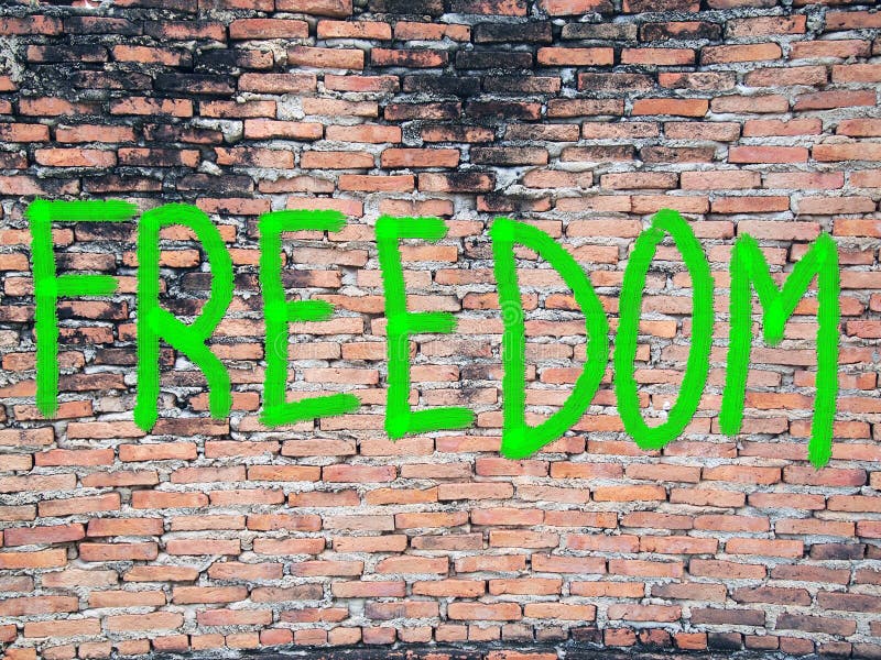 Freedom word on the wall stock illustration. Illustration of brush ...
