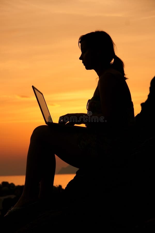Freedom at work stock photo. Image of scene, sunset, sitting - 9718704