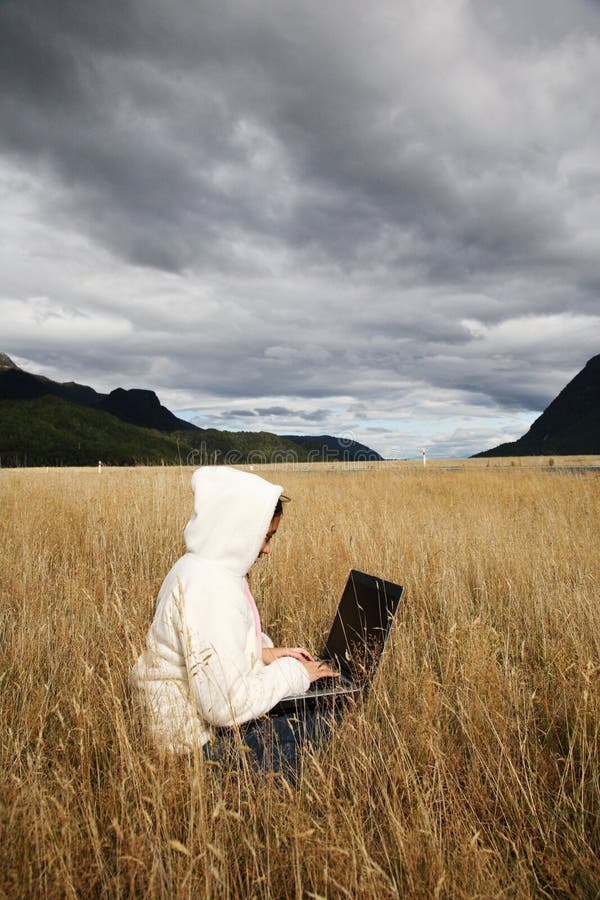 Freedom of Working Anywhere Stock Image - Image of holiday, hill: 1461727