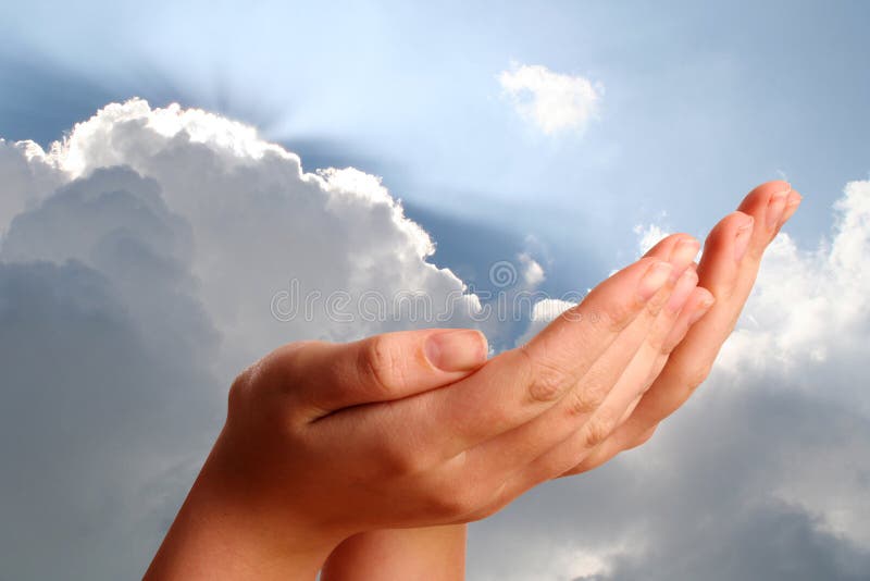 Freedom in Young Womans Hands Stock Photo - Image of fingers, cloud ...