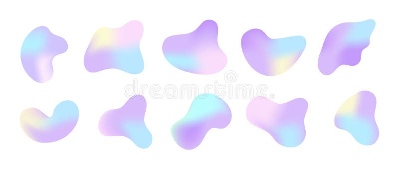 Freeform Holographic Shapes. Set of Abstract Gradient Liquid Forms ...