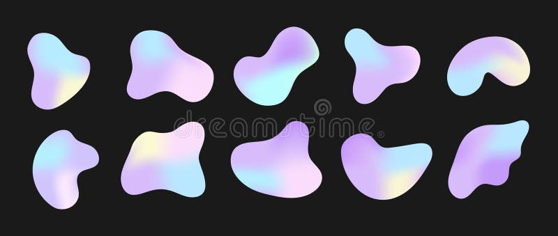 Freeform Holographic Shapes. Set of Abstract Gradient Liquid Forms ...