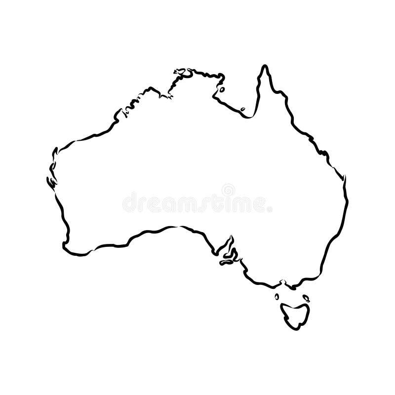 Freehand Australia Map Sketch on White Background. Vector Illustration ...