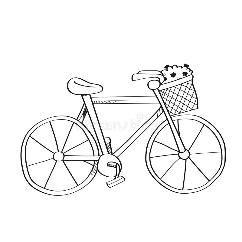 Freehand Drawing Bike Illustration on White. Stock Illustration ...