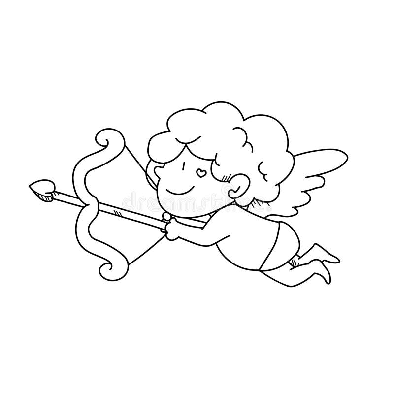 Freehand Drawing Cupid Cartoon Illustration. Stock Illustration ...