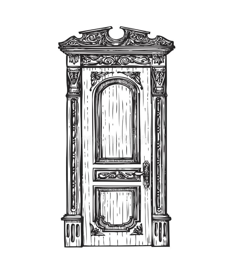 Freehand Drawing Door. Sketch Vector Stock Vector - Illustration of ...