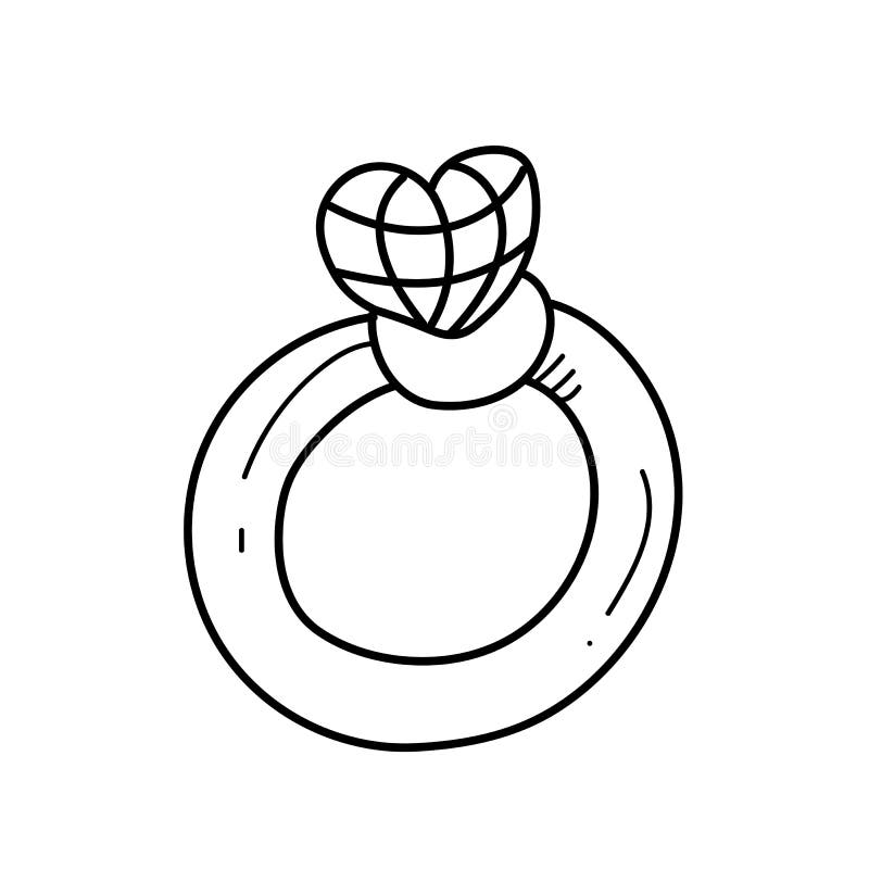 Freehand Drawing Engagement Ring Illustration. Stock Illustration ...