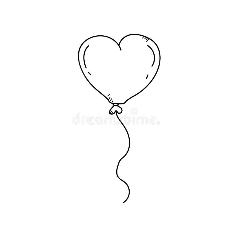 Freehand Drawing Heart Balloon Illustration. Stock Illustration ...