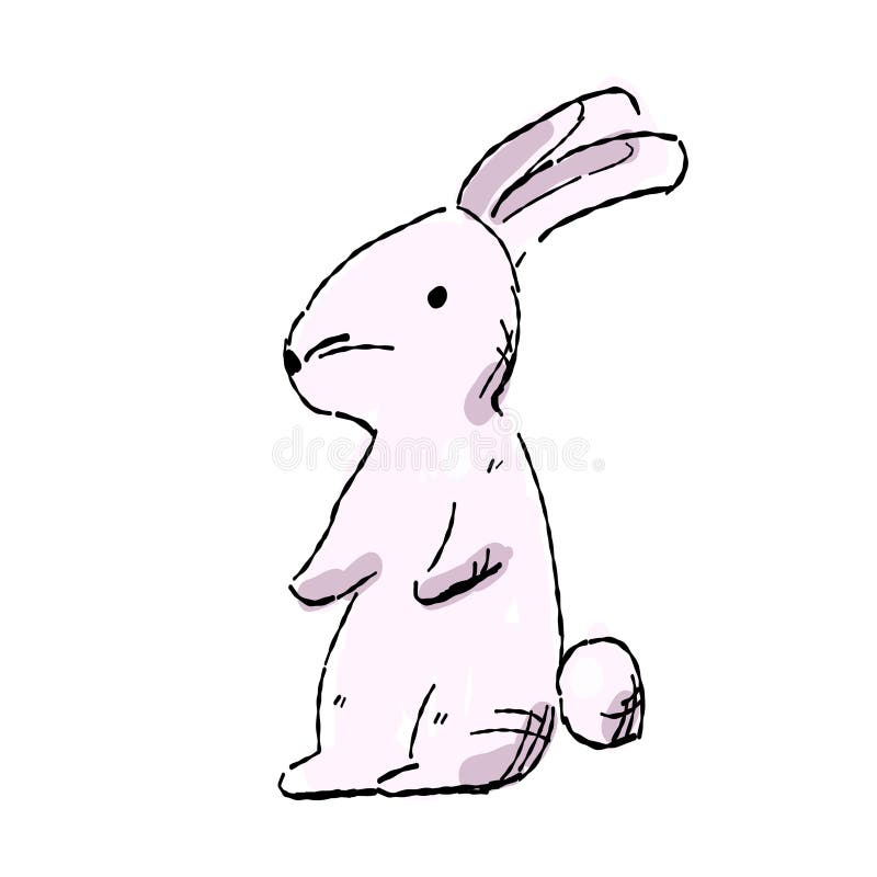 Freehand Drawing Illustration of the Standing Rabbit Stock Vector ...