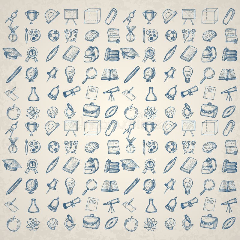 Freehand Drawing School Items. Stock Vector - Illustration of computer ...