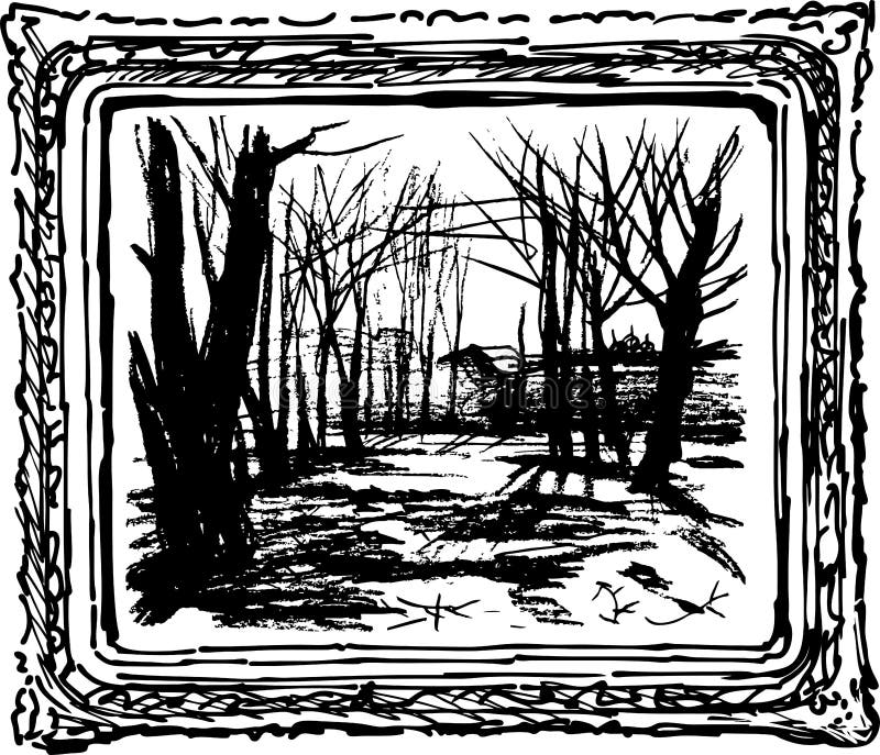 Landscape Sketch stock vector. Illustration of silhouette - 30256624