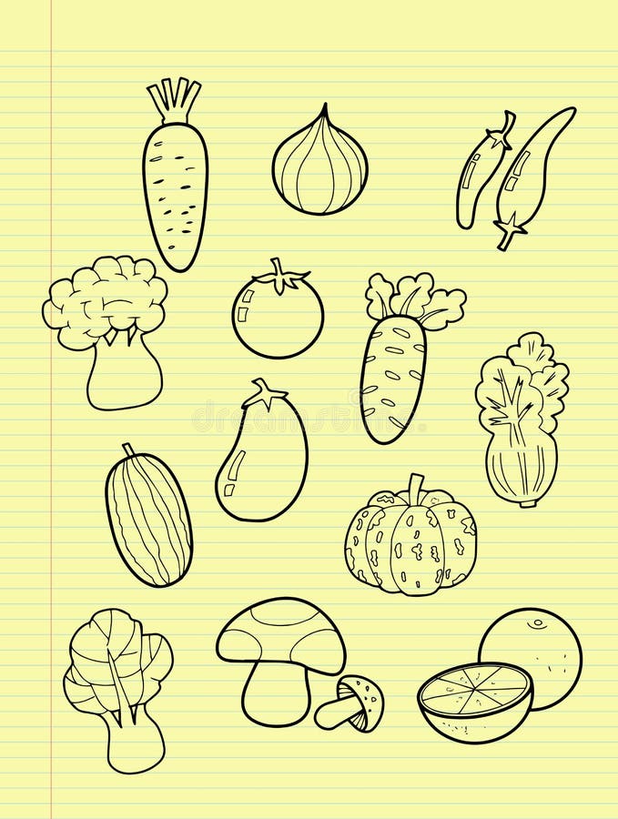 Freehand Drawing Vegetables. Stock Vector - Illustration of freehand ...
