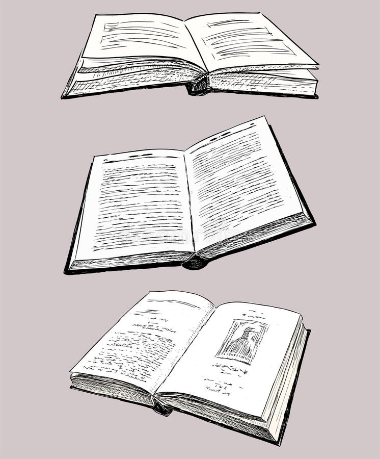 Sketches of the Old Printed Books Stock Vector - Illustration of ...