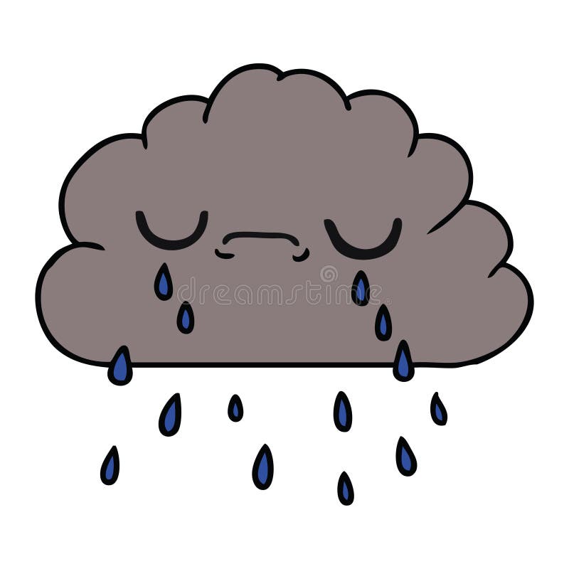 Freehand Drawn Cartoon of Cute Crying Cloud Stock Vector - Illustration ...