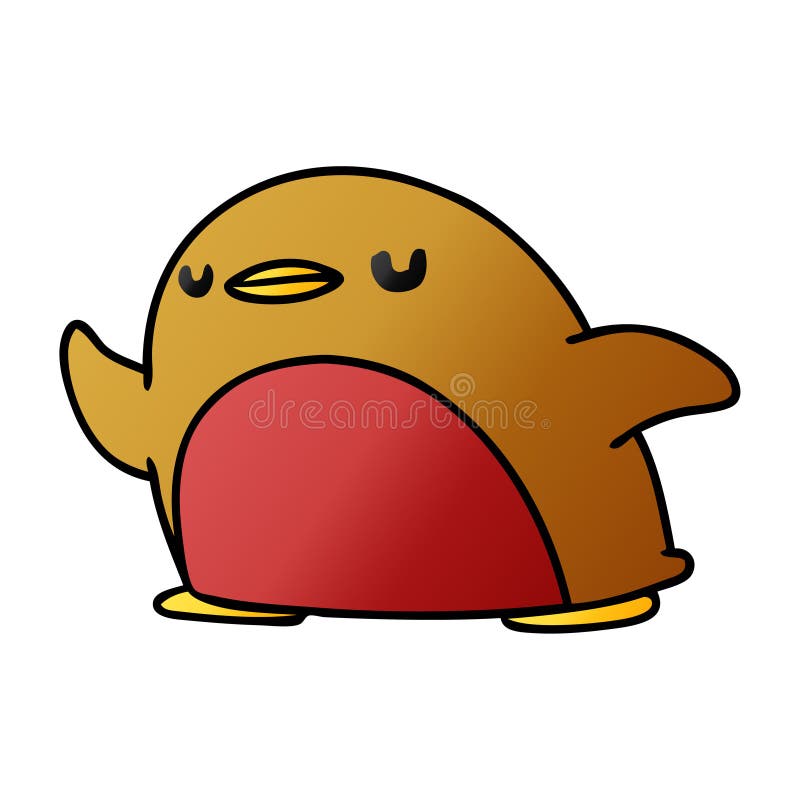 Freehand Drawn Gradient Cartoon Cute Kawaii Red Robin Stock Vector ...