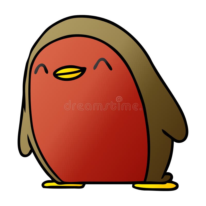 Freehand Drawn Gradient Cartoon Cute Kawaii Red Robin Stock Vector ...