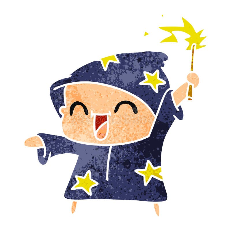Cartoon Kawaii Cute Little Wizard Magic Witch Powers Spell Art Artwork ...