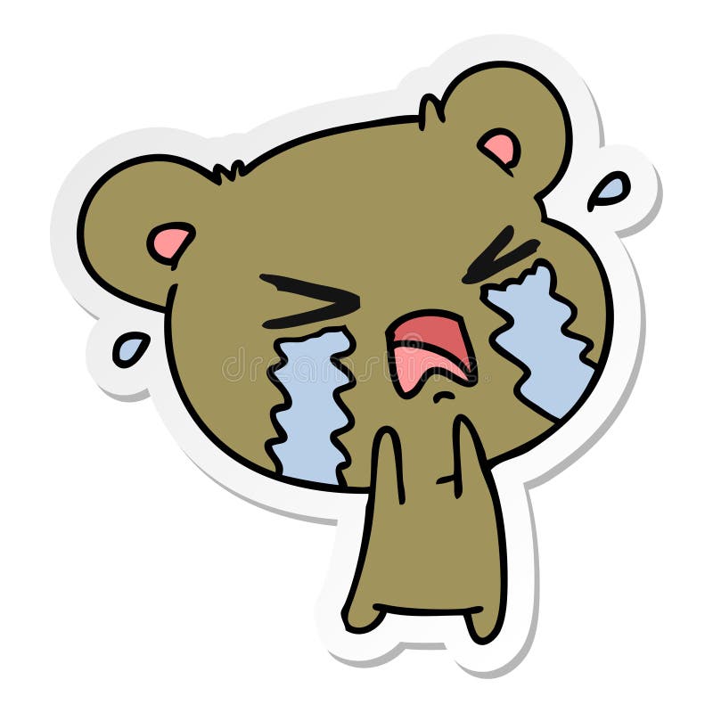 Freehand Drawn Sticker Cartoon of a Cute Crying Bear Stock Vector ...