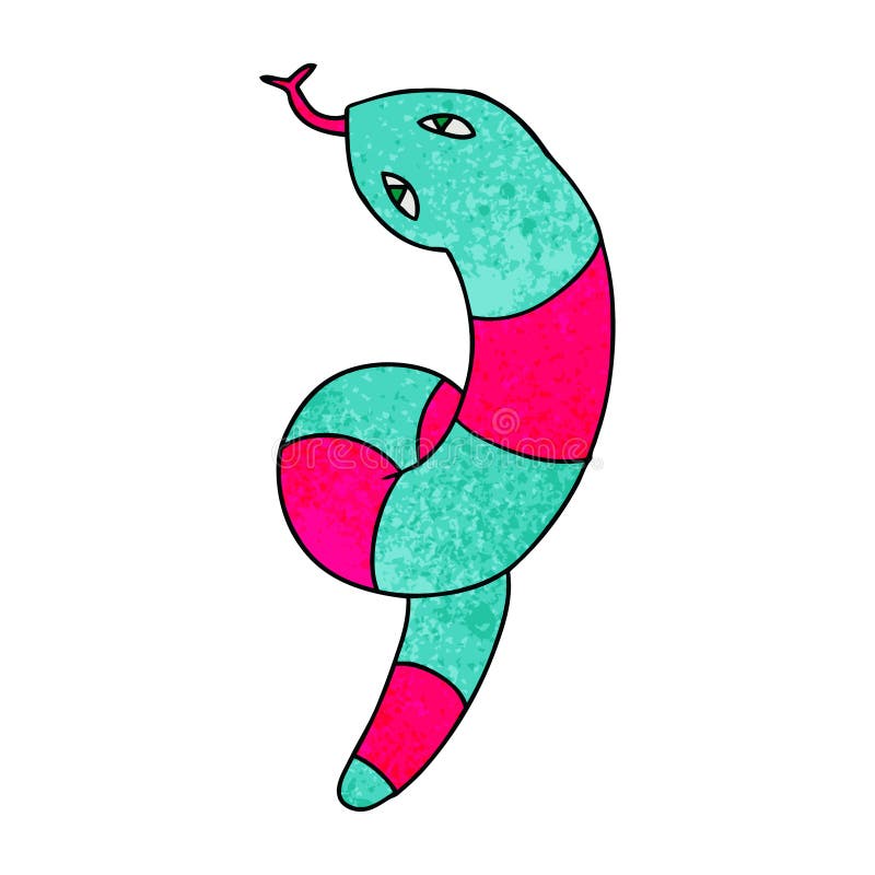 Freehand Drawn Textured Cartoon of a Long Snake Stock Vector ...