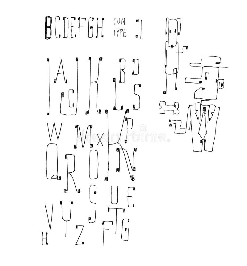 Freehand Fun Typography Drawing Stock Illustration - Illustration of ...