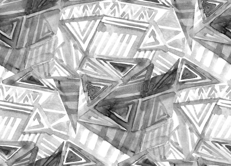 Freehand Geometry Seamless Pattern. Black and White Triangles Hand ...