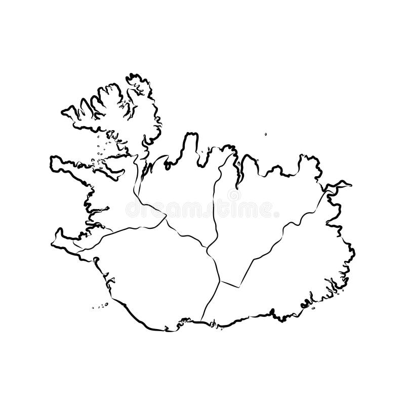 Freehand Iceland Map Sketch on White Background Stock Vector ...