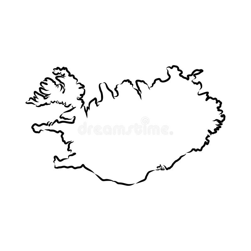 Freehand Iceland Map Sketch on White Background Stock Vector ...