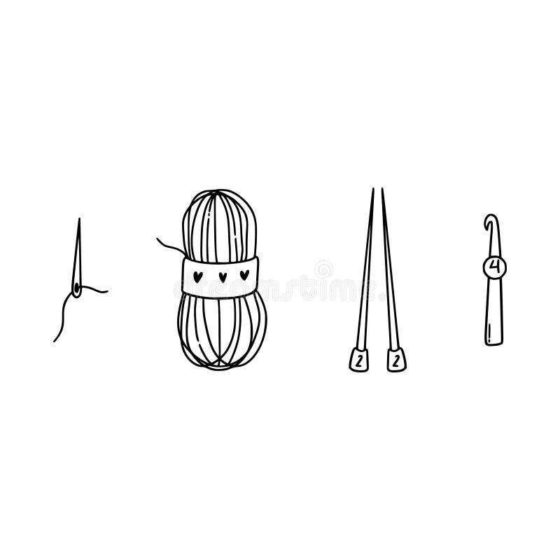 Outline Crochet Hook Vector Icon. Isolated Black Simple Line Element ...
