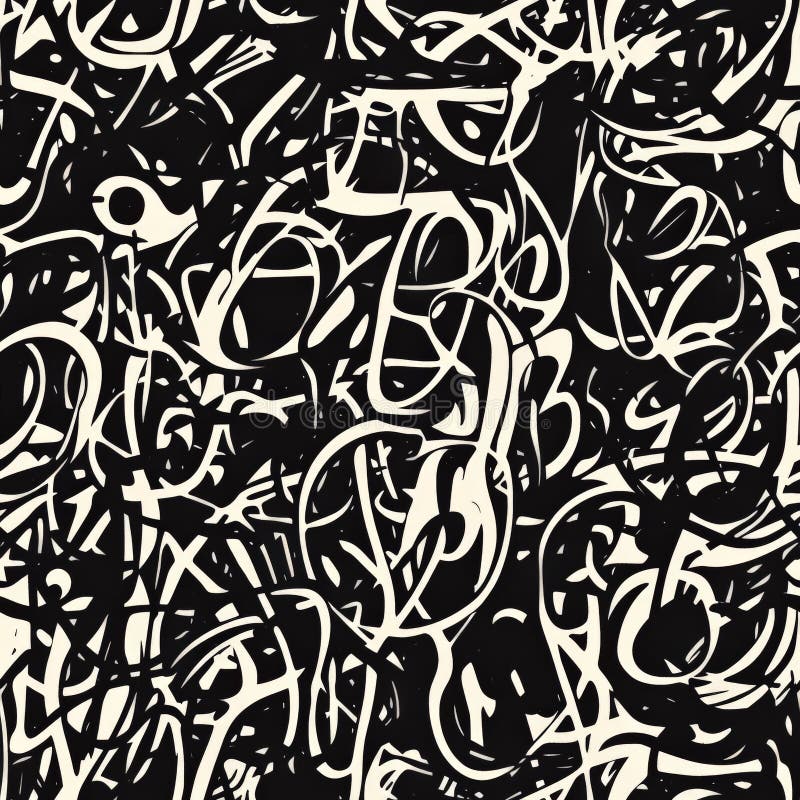 A Freehand Scribble Pattern of Chaotic Lines, Loops, and Abstract Forms ...