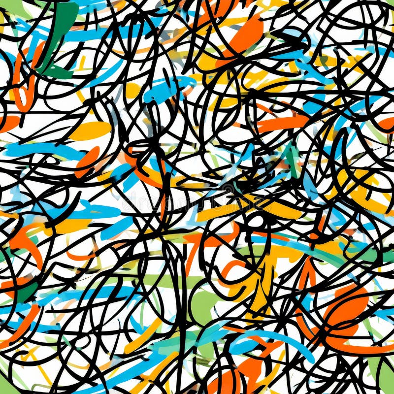 A Freehand Scribble Pattern of Chaotic Lines, Loops, and Abstract Forms ...
